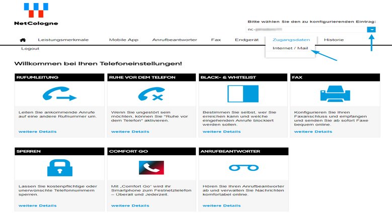 ComCenter: Passwort zurücksetzen | NetCologne
