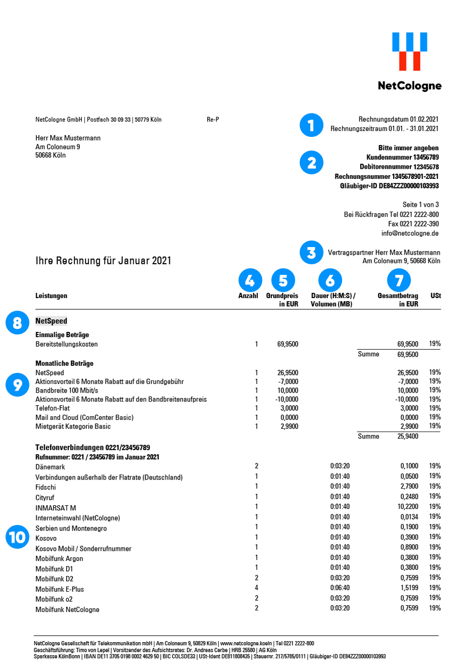 Netcologne Rechnung
