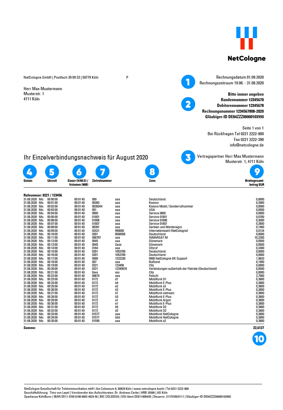 Netcologne Rechnung